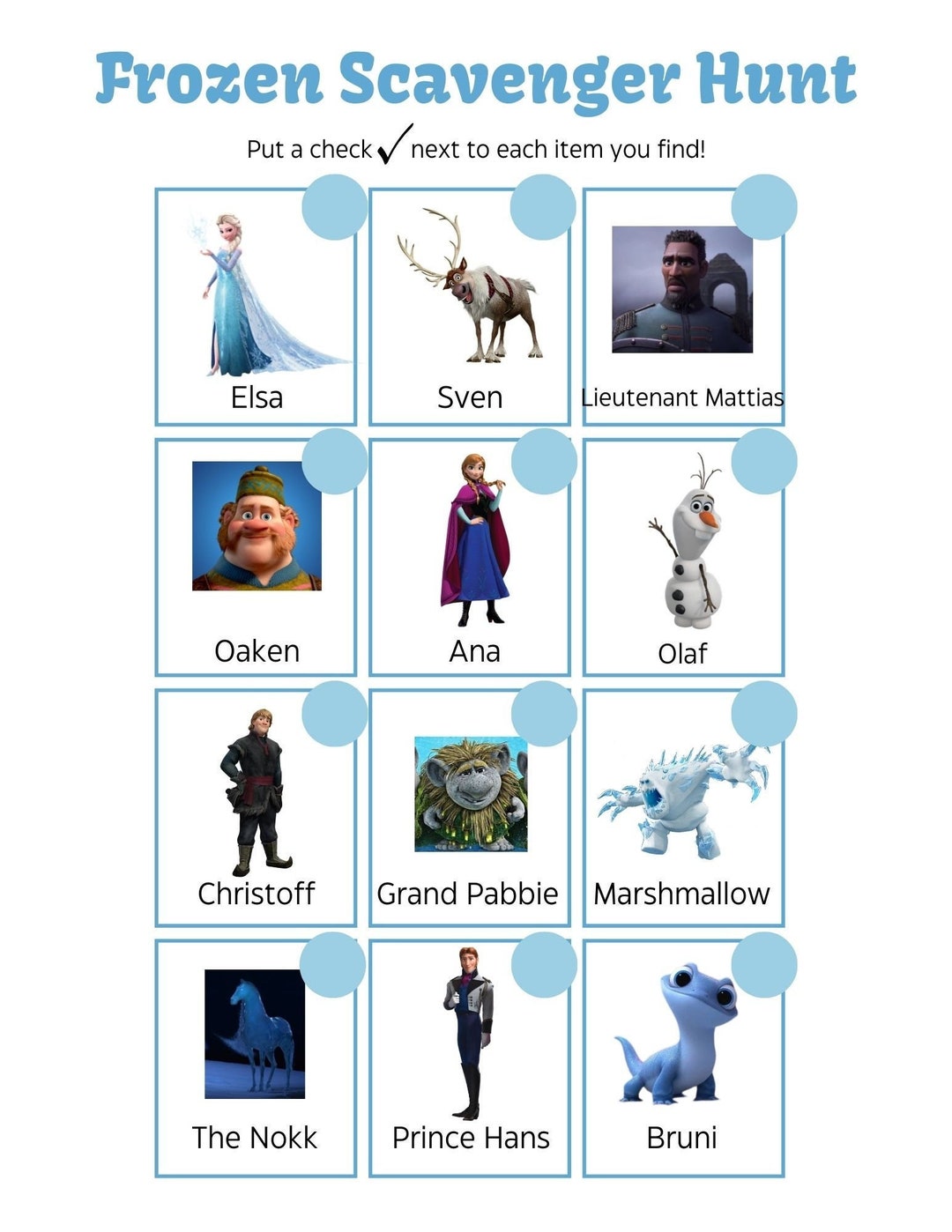 Frozen Scavenger Hunt - Etsy