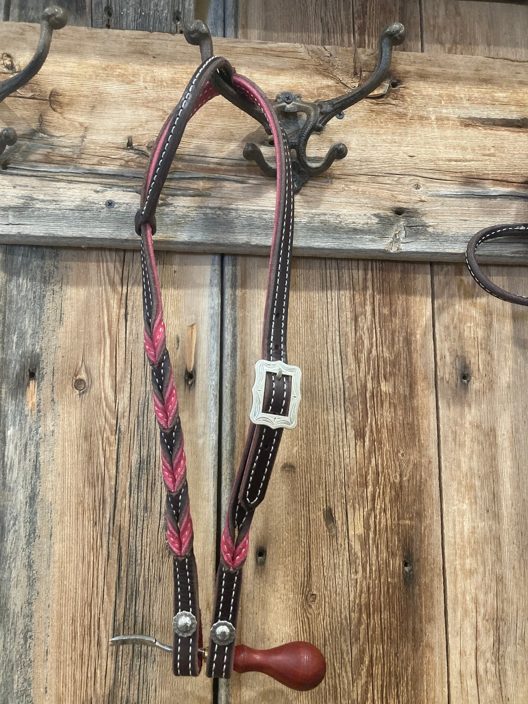 Brown and Pink Twist Single Ear Headstall - Etsy