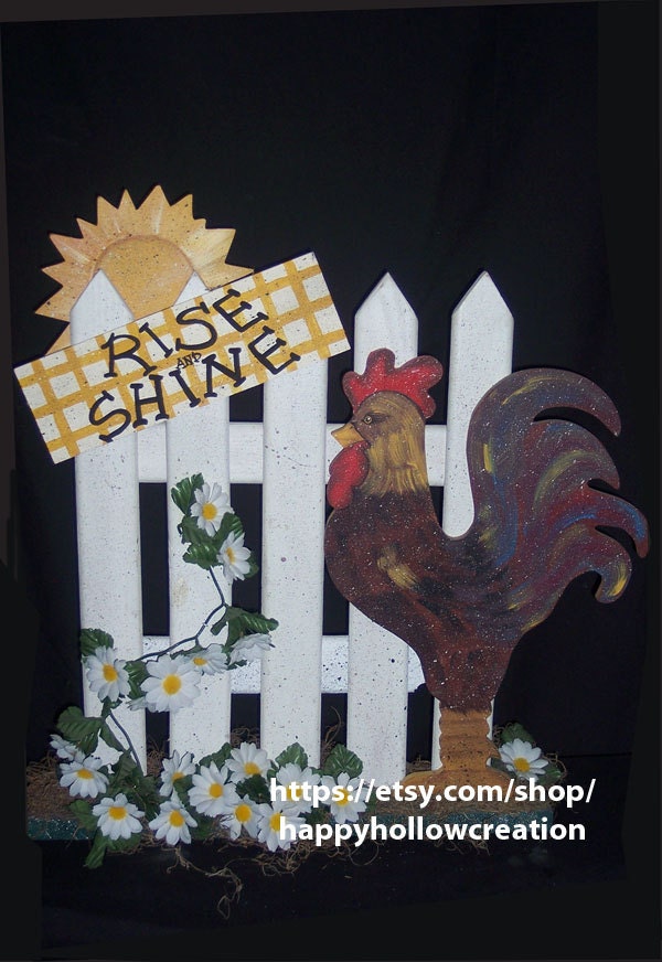E Pattern, 25" Rooster Wood Pattern Packet, Rooster, Fence, Sun, Rise ...