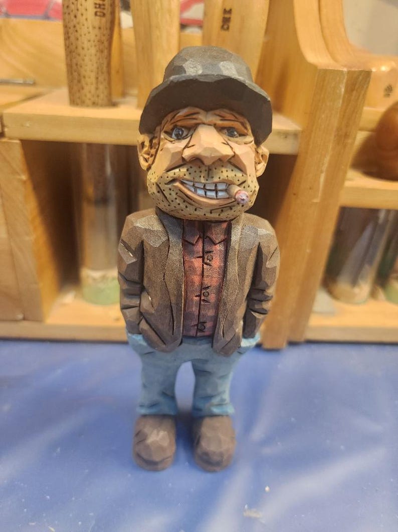 Hobo With Cigar Wood Carved and Painted by Madellinger Woodcarving ...