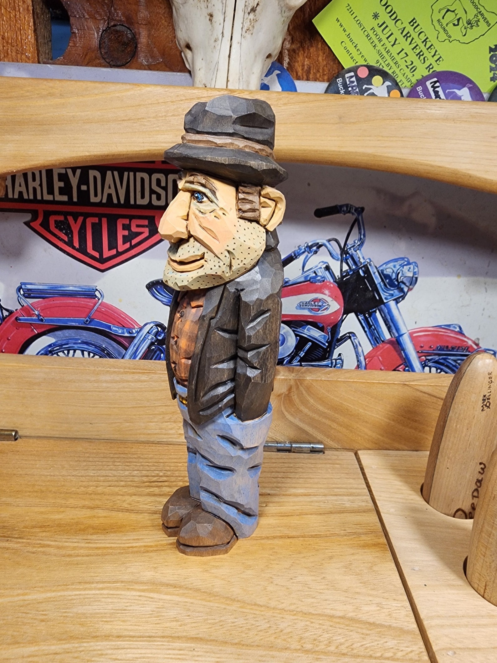 Hobo With Red Flannel Shirt Woodcarving From the Hobo Series Hand ...
