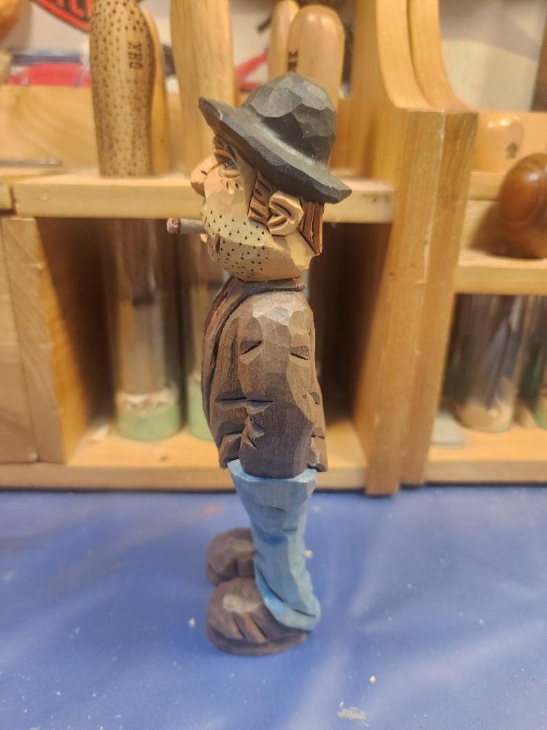 Hobo With Cigar Wood Carved and Painted by Madellinger Woodcarving ...