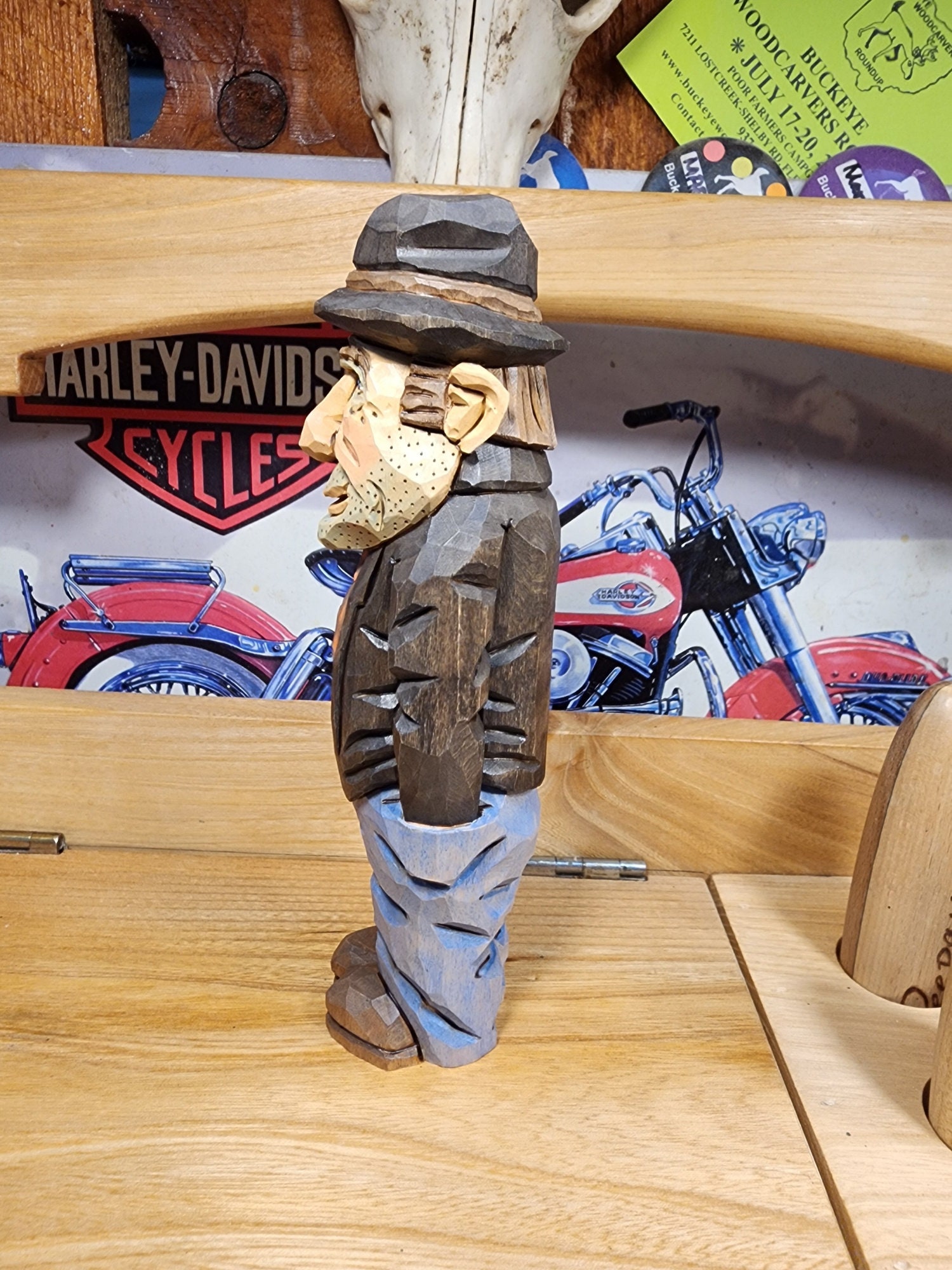 Hobo With Red Flannel Shirt Woodcarving From the Hobo Series Hand ...
