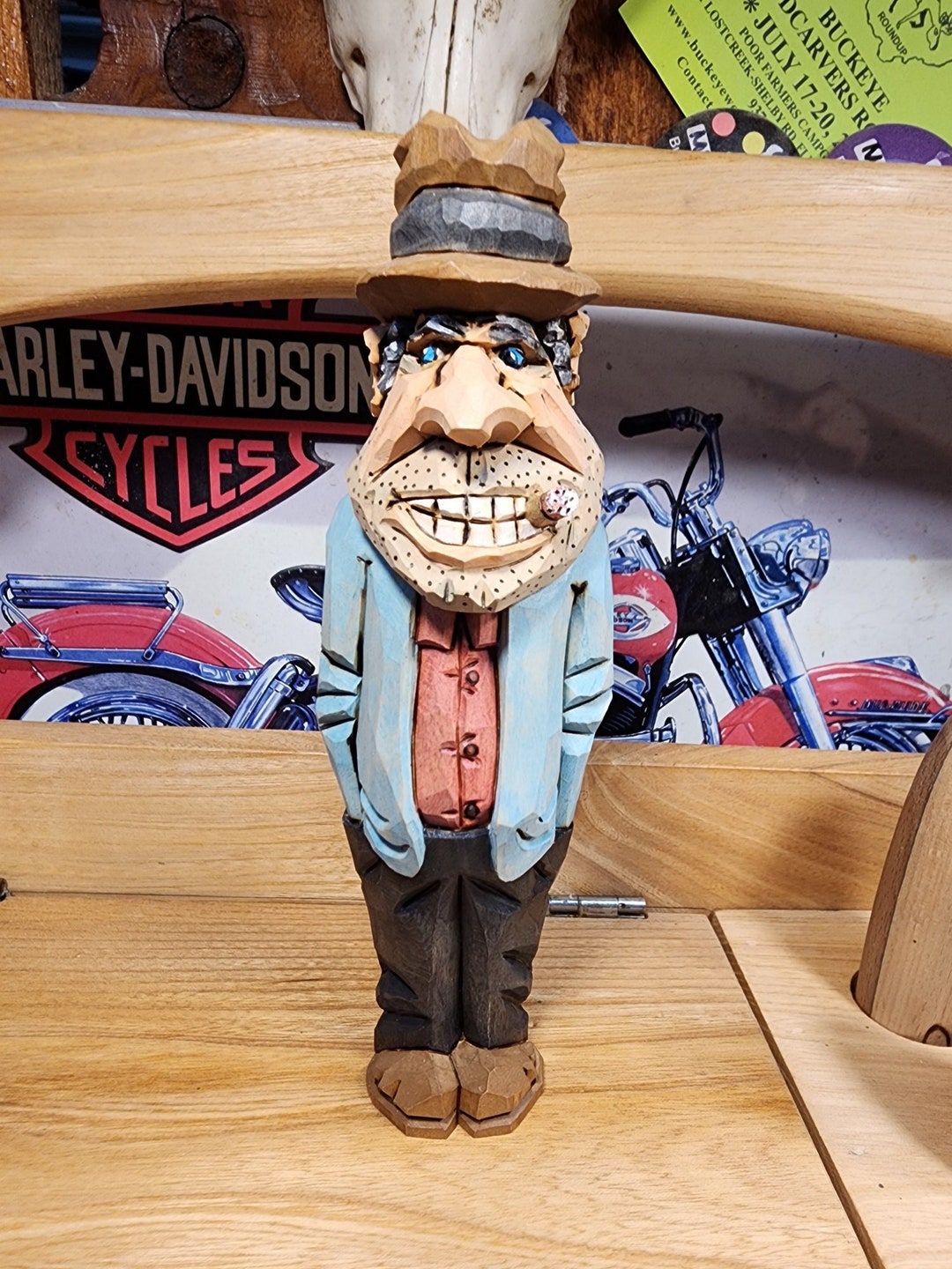 Hobo With Cigar Woodcarving From the Hobo Series Hand Carved and Hand ...