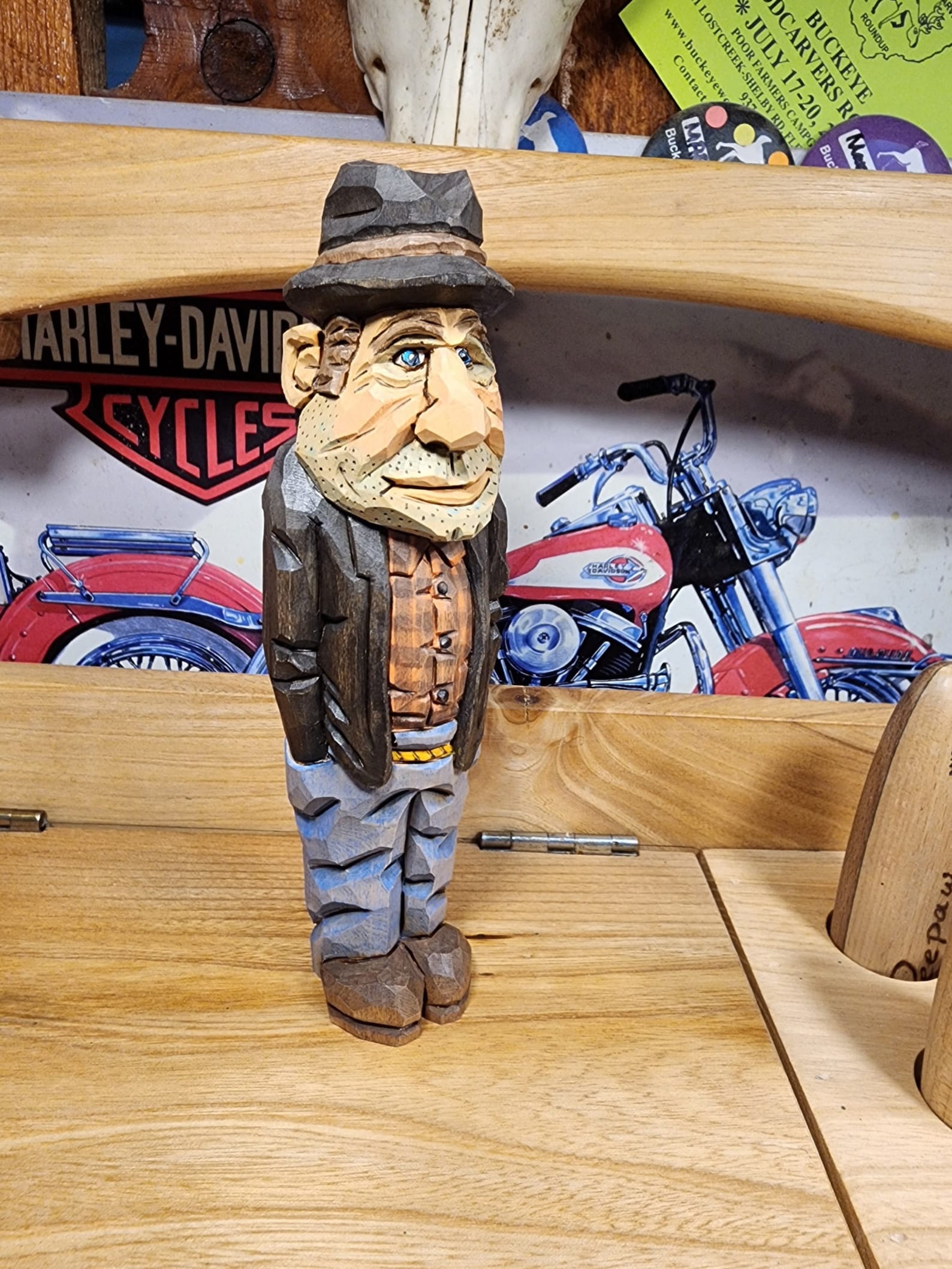Hobo With Red Flannel Shirt Woodcarving From the Hobo Series Hand ...