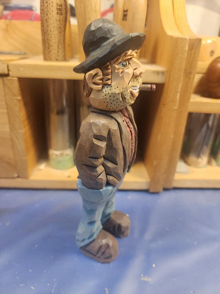 Hobo With Cigar Wood Carved and Painted by Madellinger Woodcarving ...