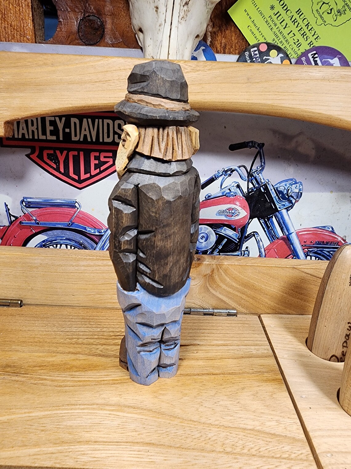 Hobo With Red Flannel Shirt Woodcarving From the Hobo Series Hand ...