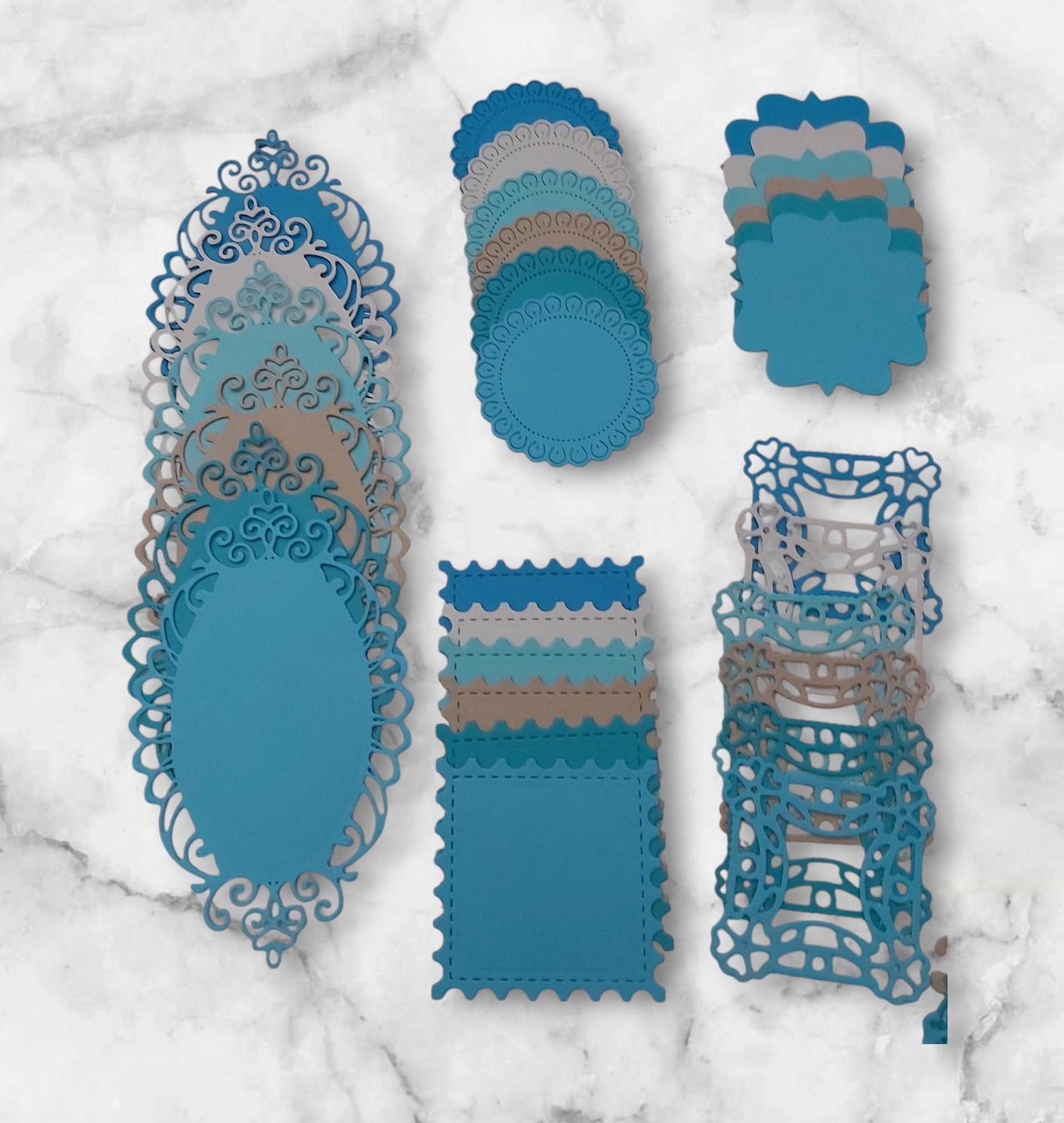 Kit of 72 Paper Cutouts/perforated Cutouts/flowers/lace/scrapbooking ...