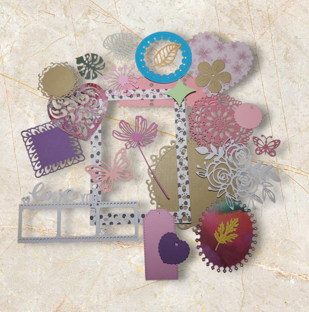 Kit of 25 Paper Cutouts/perforated Cutouts/flowers/lace/scrapbooking ...