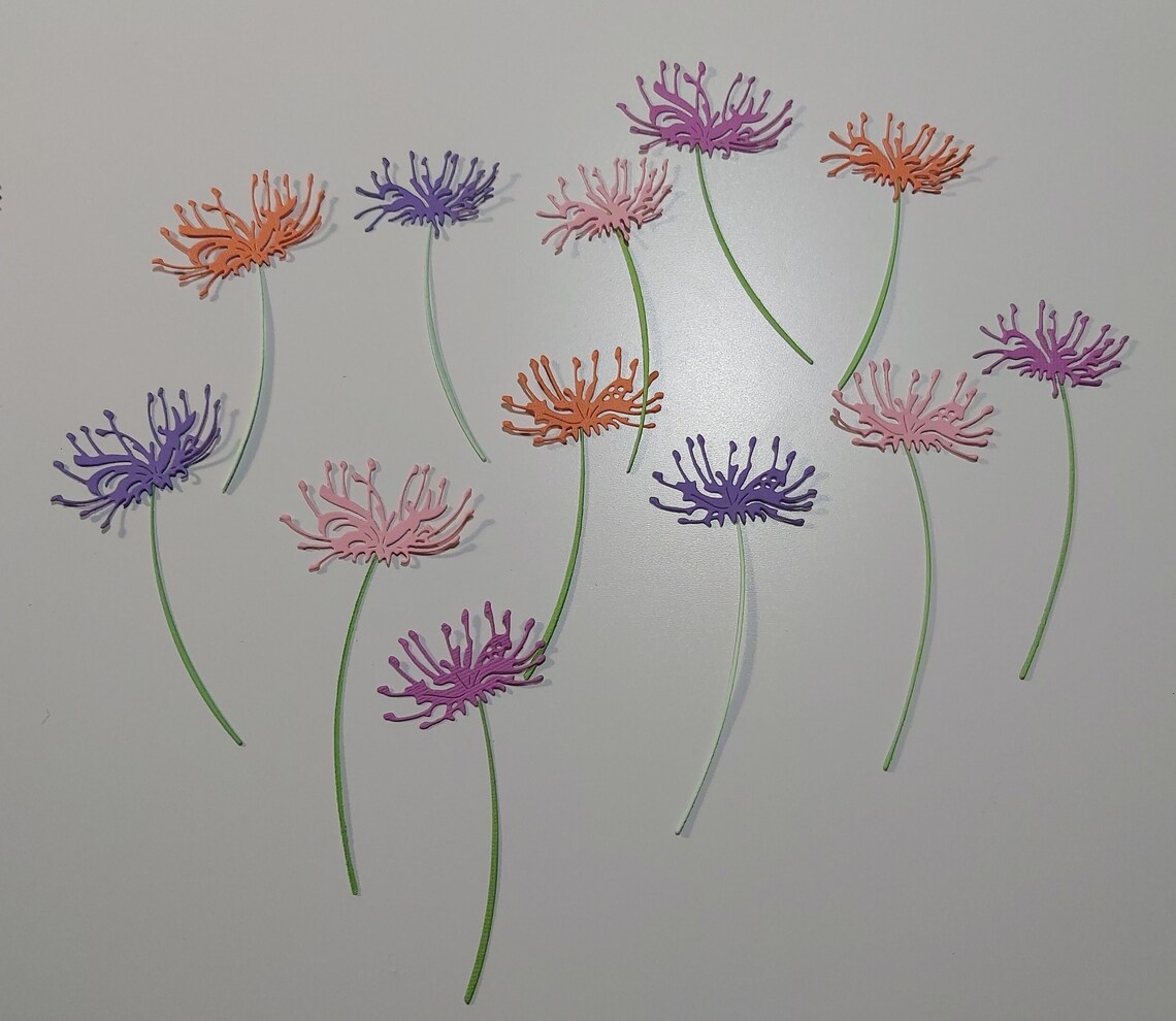 Set of Cutouts/12 Flowers/stems of Textured Card Stock. Scrapbook ...
