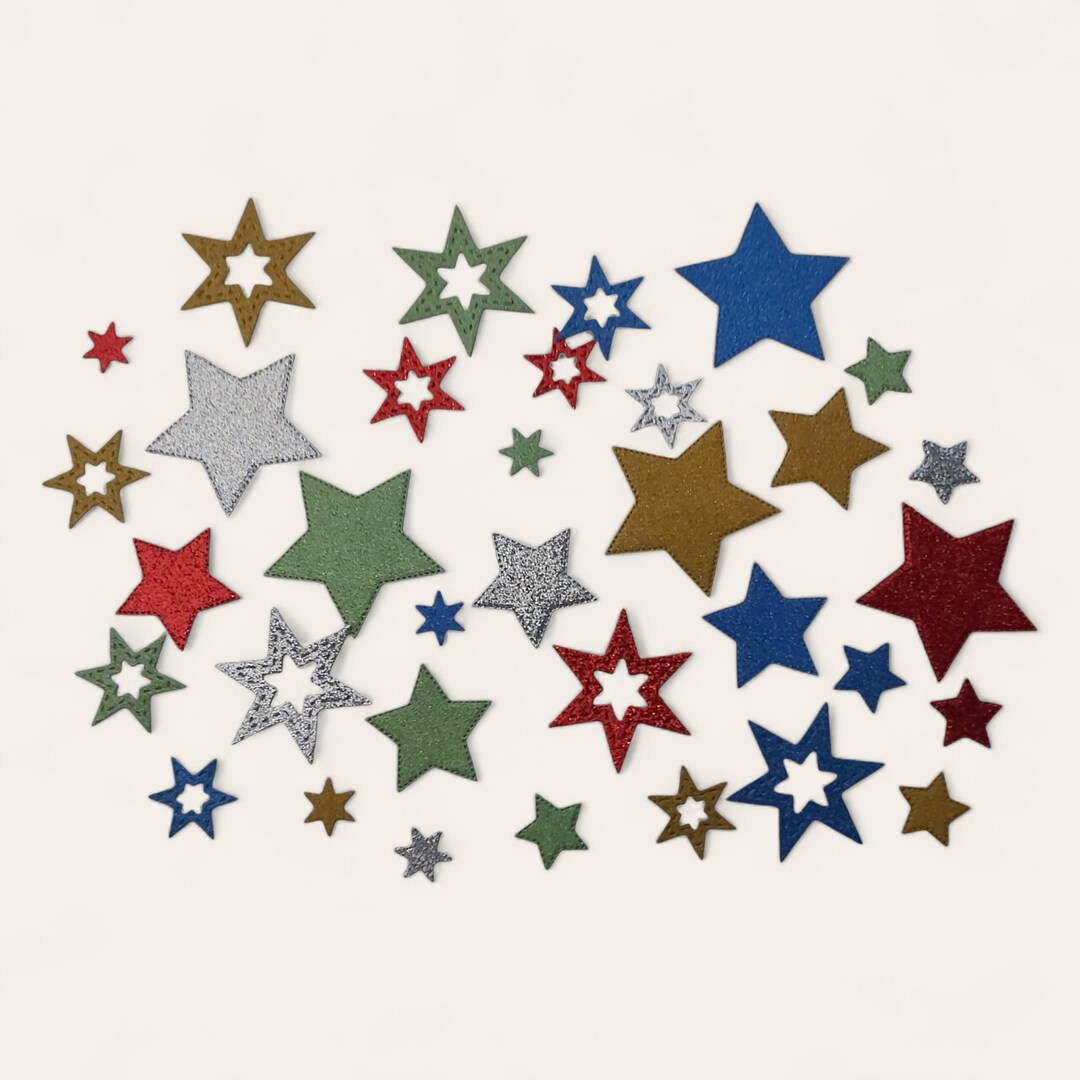35 Piece Sparkly Star Die Cut Kit for All Your Scrapbooking Projects ...