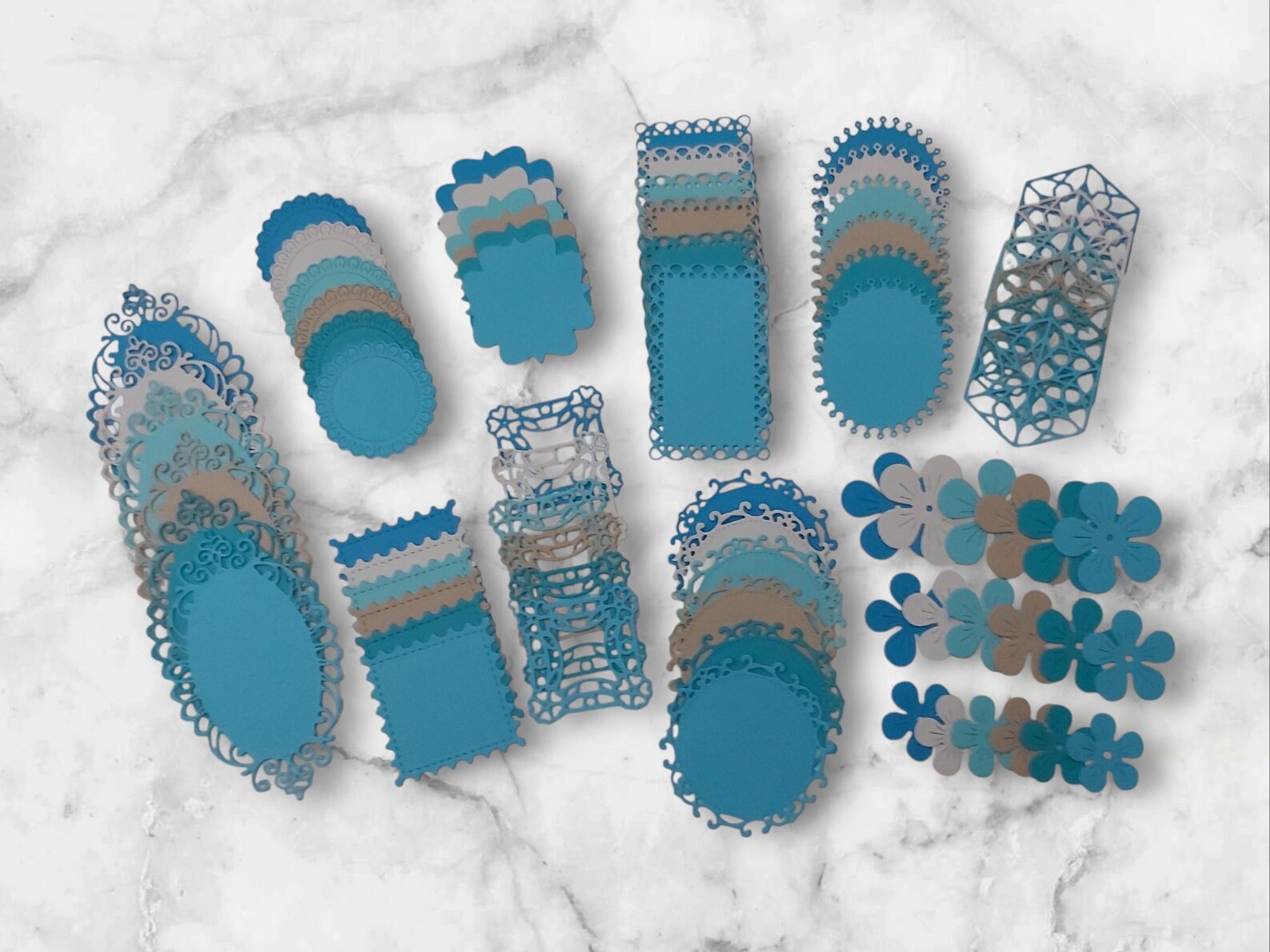 Kit of 72 Paper Cutouts/perforated Cutouts/flowers/lace/scrapbooking ...