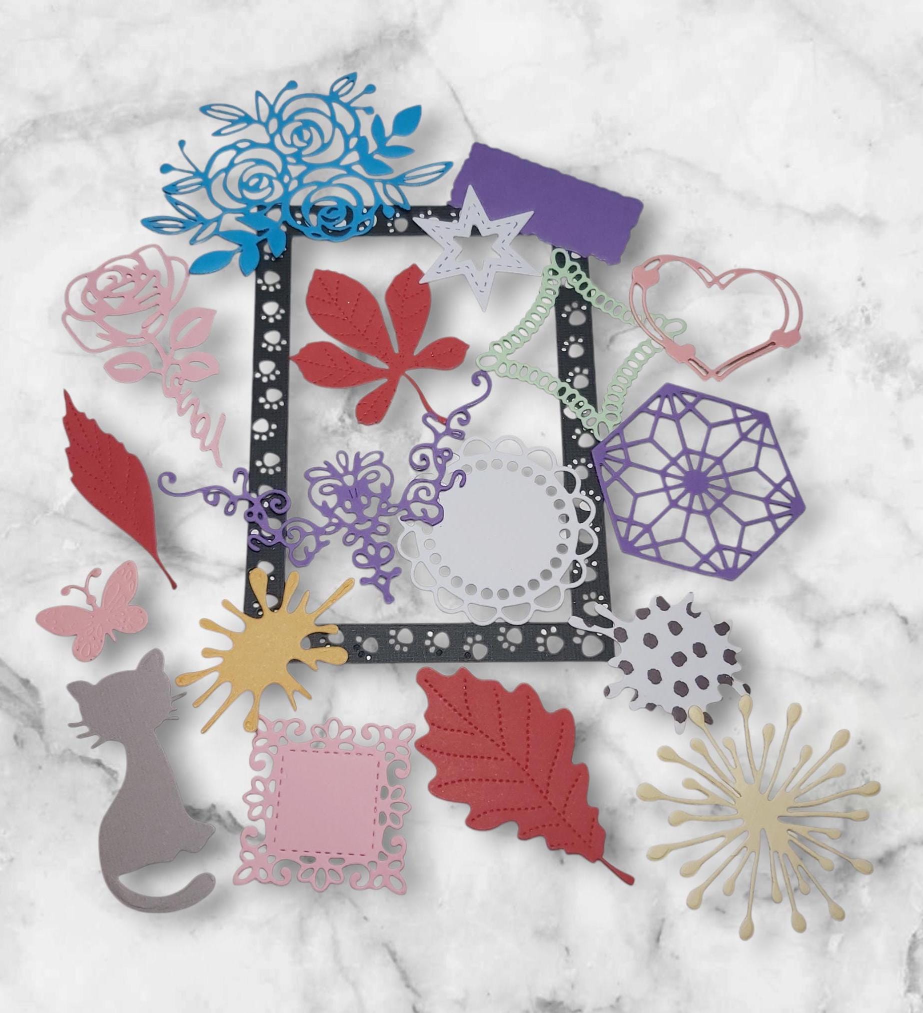 Kit of 20 Paper Cutouts/perforated Cutouts/flowers/lace/scrapbooking ...