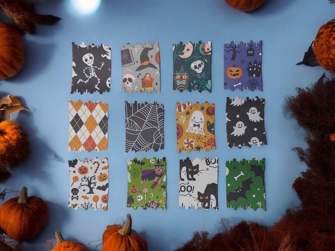 Pretty Cutouts of 12 Halloween Pattern Labels/junk Journal/scrapbook ...