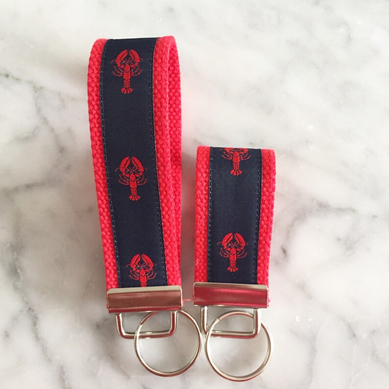 Preppy Navy and Red Lobster Key Fob | Etsy