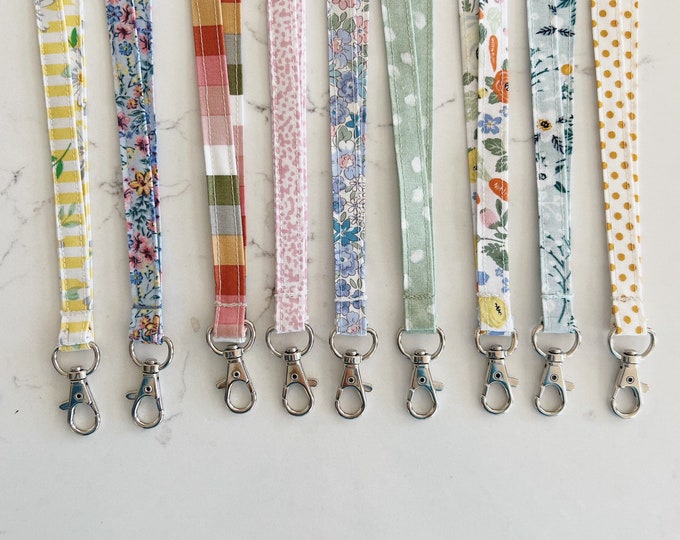 Spring Fabric Lanyards- Spring Lanyards- Floral Pastel Lanyard- Spring ...