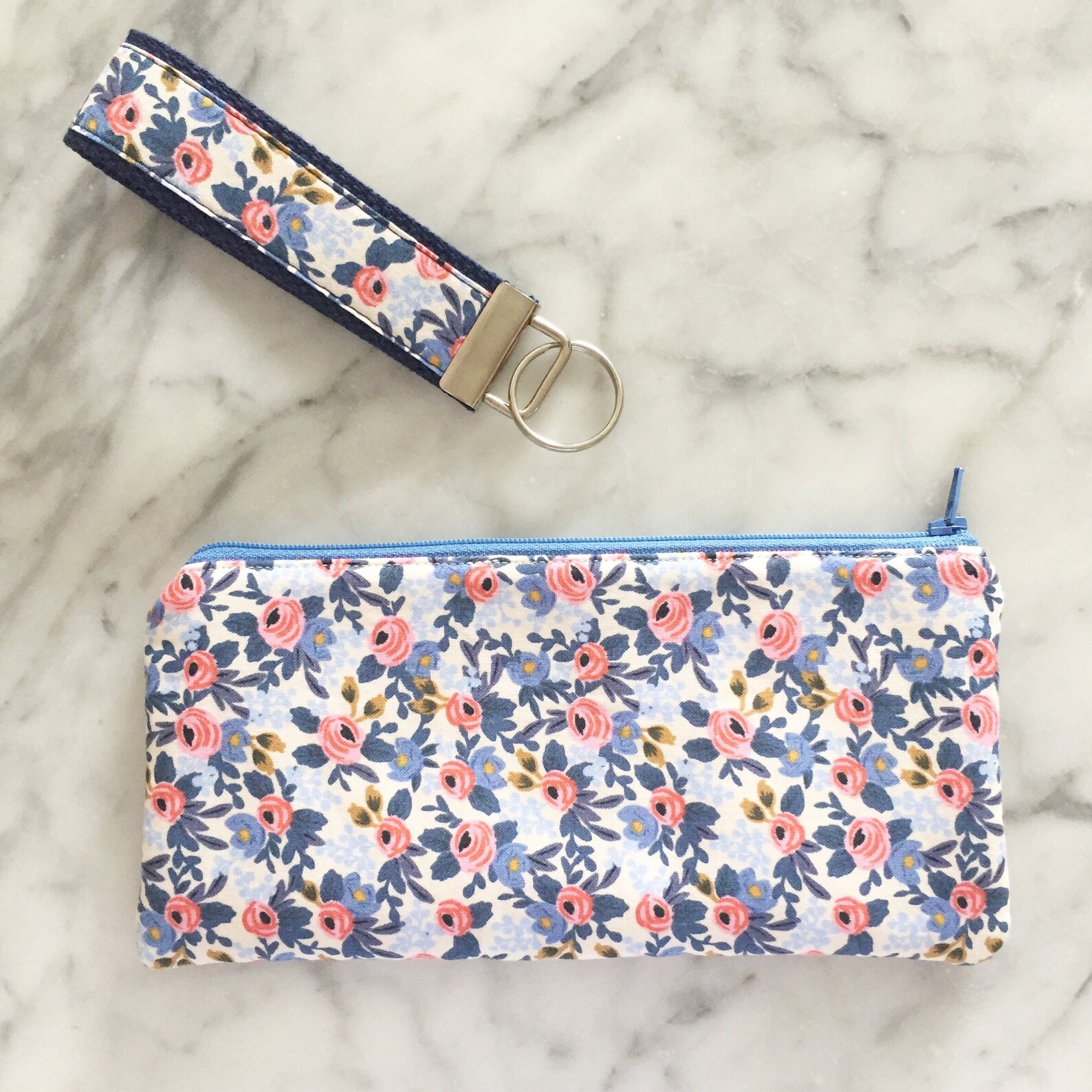 Rifle Paper Co Periwinkle Floral Key Fob Floral Key Fob - Etsy