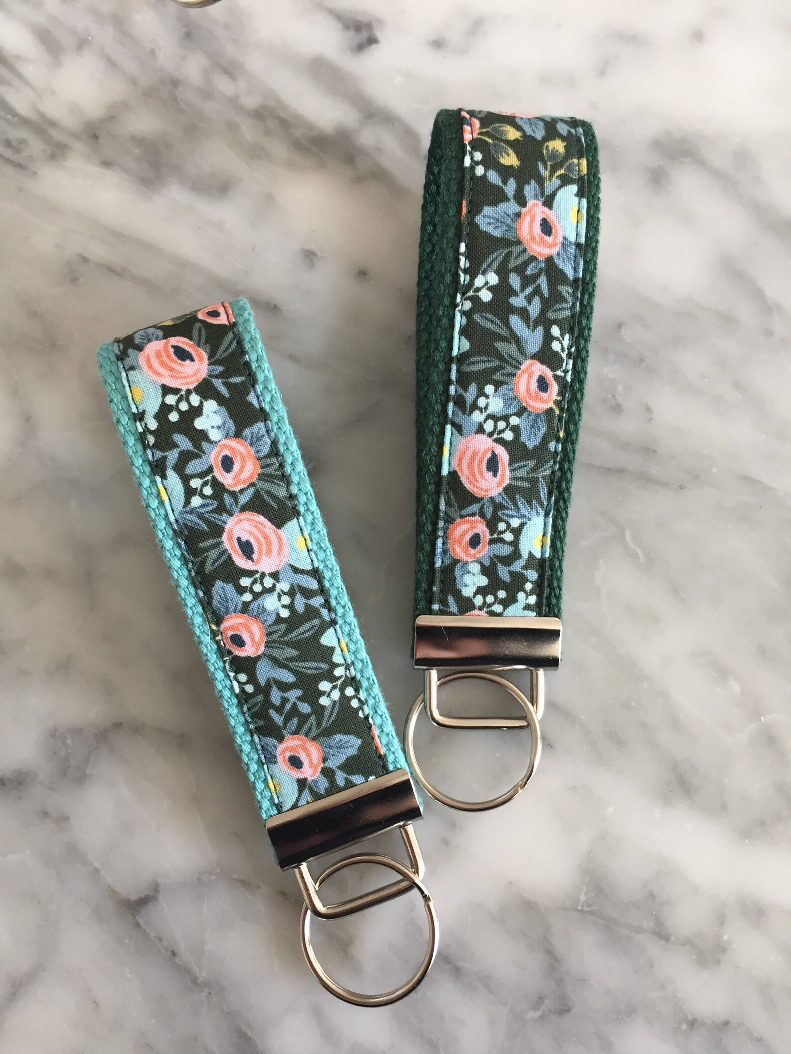 Rifle Paper Co Hunter Green Floral Key Fob- Hunter Green Key Fob - Etsy