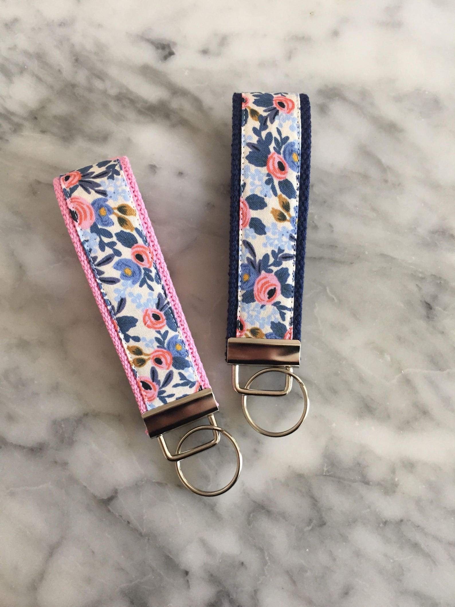 Rifle Paper Co Periwinkle Floral Key Fob Floral Key Fob | Etsy