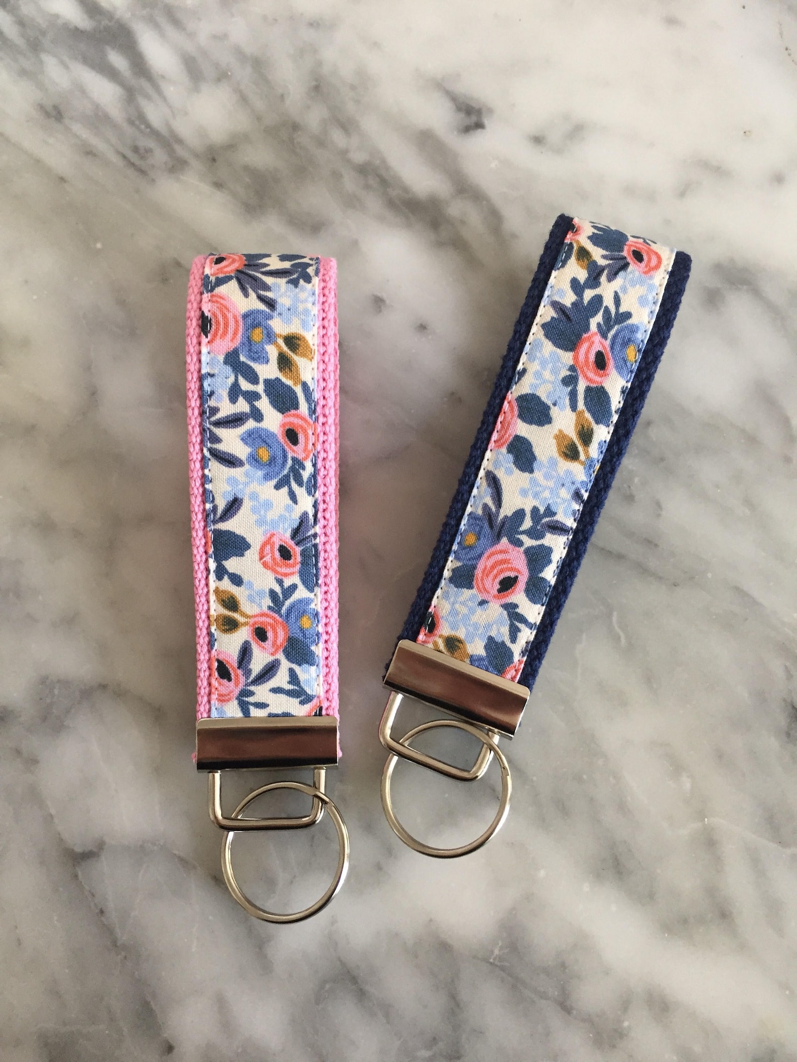 Rifle Paper Co Periwinkle Floral Key Fob Floral Key Fob | Etsy