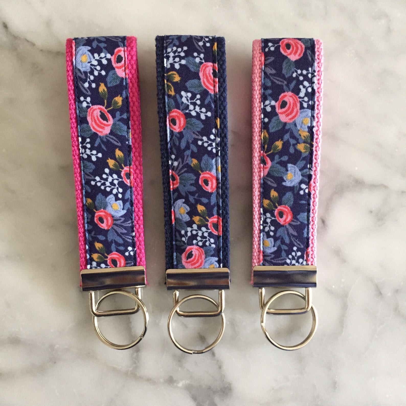 Rifle Paper Co Navy Floral Key Fob Navy Key Fob | Etsy