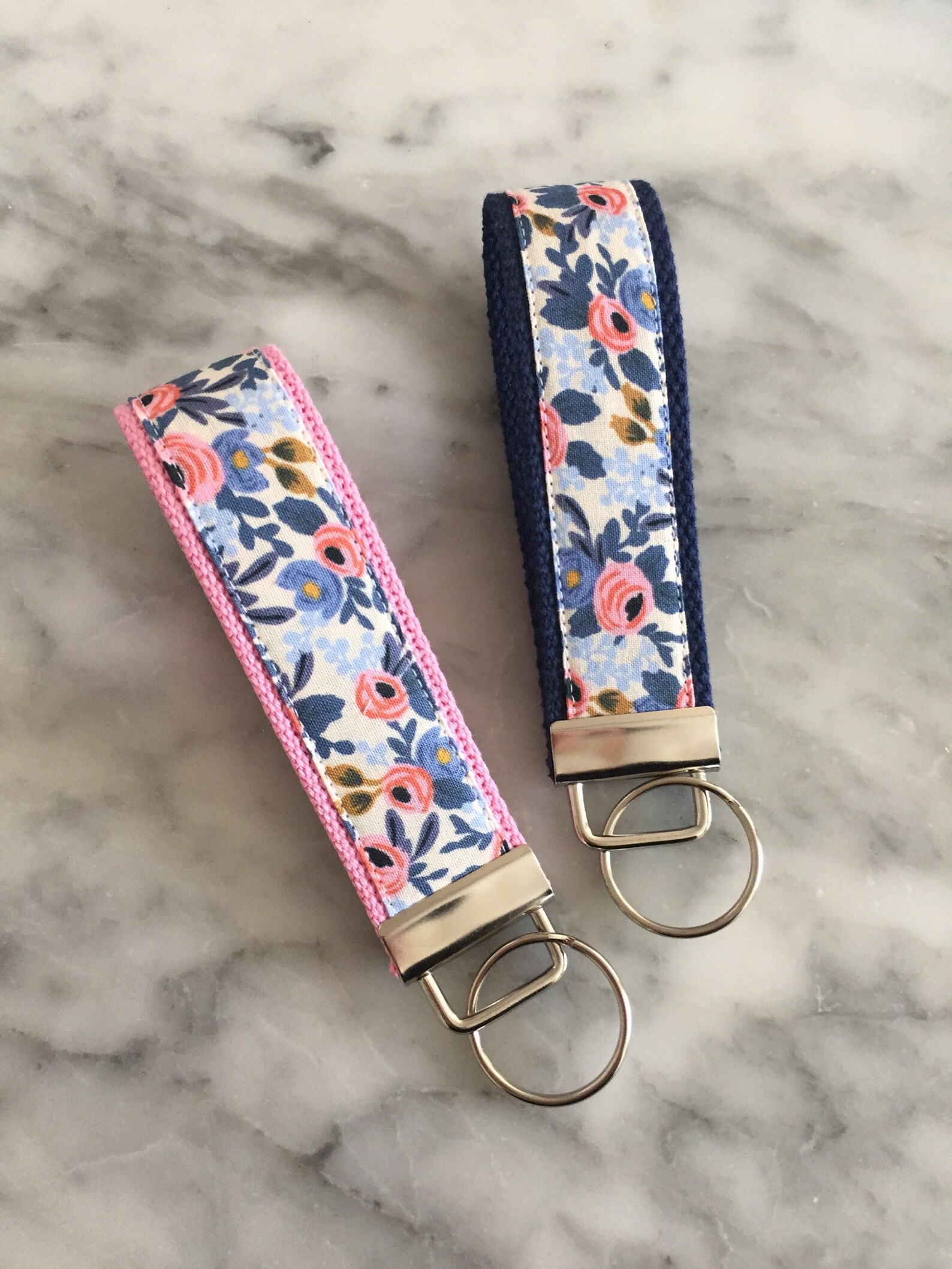 Rifle Paper Co Periwinkle Floral Key Fob Floral Key Fob | Etsy