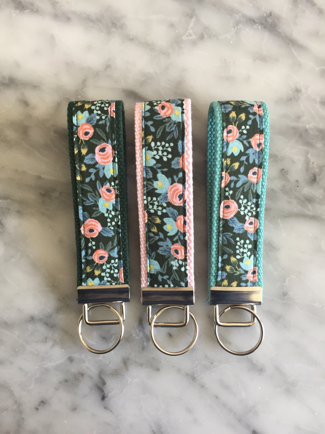 Rifle Paper Co Hunter Green Floral Key Fob- Hunter Green Key Fob - Etsy
