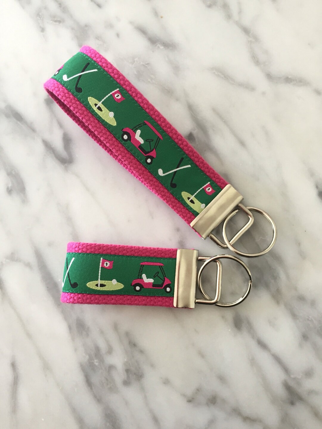 Preppy Pink and Green Golf Cart Key Fob - Etsy