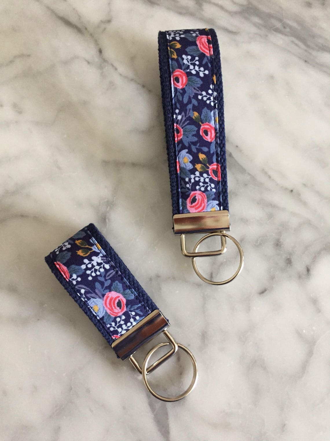 Rifle Paper Co Navy Floral Key Fob Navy Key fob | Etsy