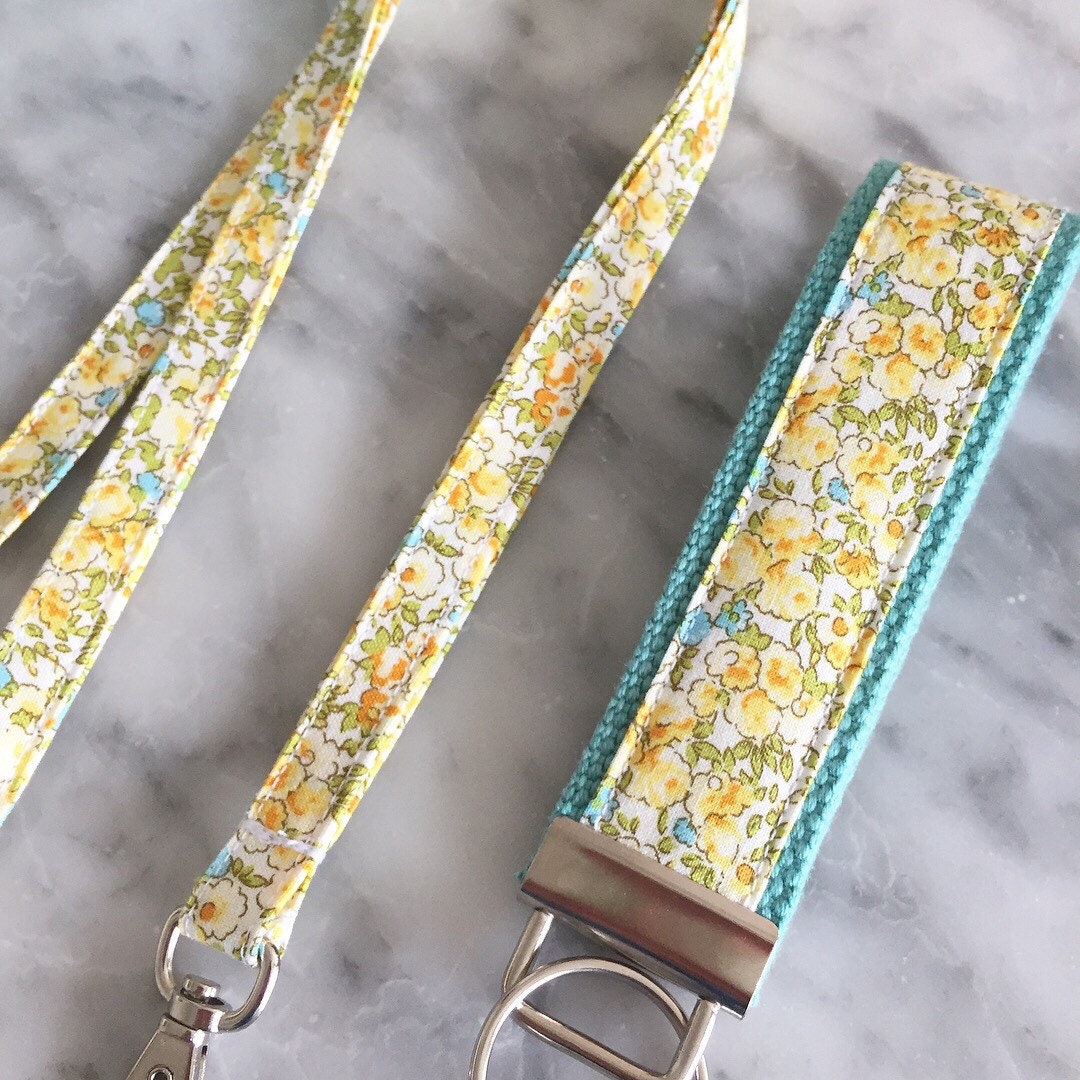 Yellow Floral Lanyard- Teacher Lanyard- Teacher Gift- Yellow Lanyard ...