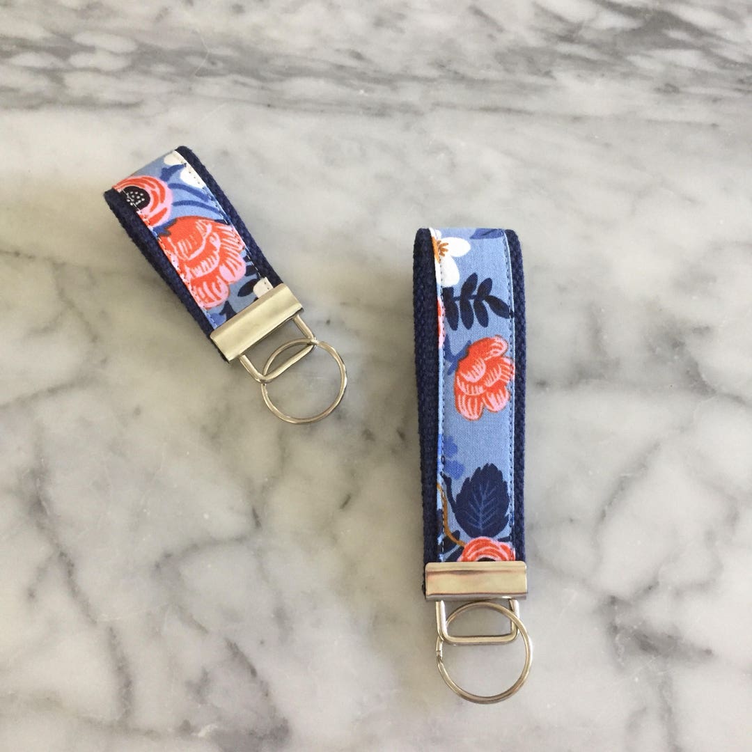 Rifle Paper Co Periwinkle Birch Floral Key Fob- Floral Key Fob - Etsy