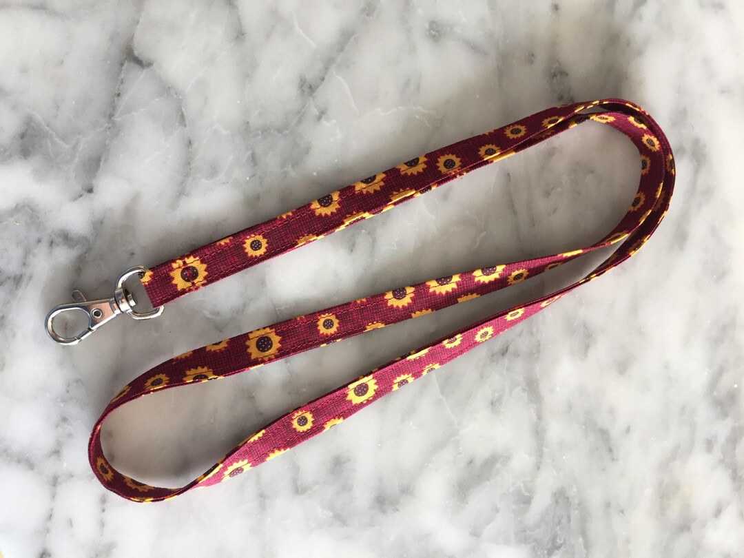 Maroon Sunflower Fall Floral Pattern Lanyard- Teacher Lanyard- Floral ...