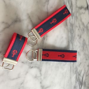 Preppy Navy and Red Lobster Key Fob - Etsy