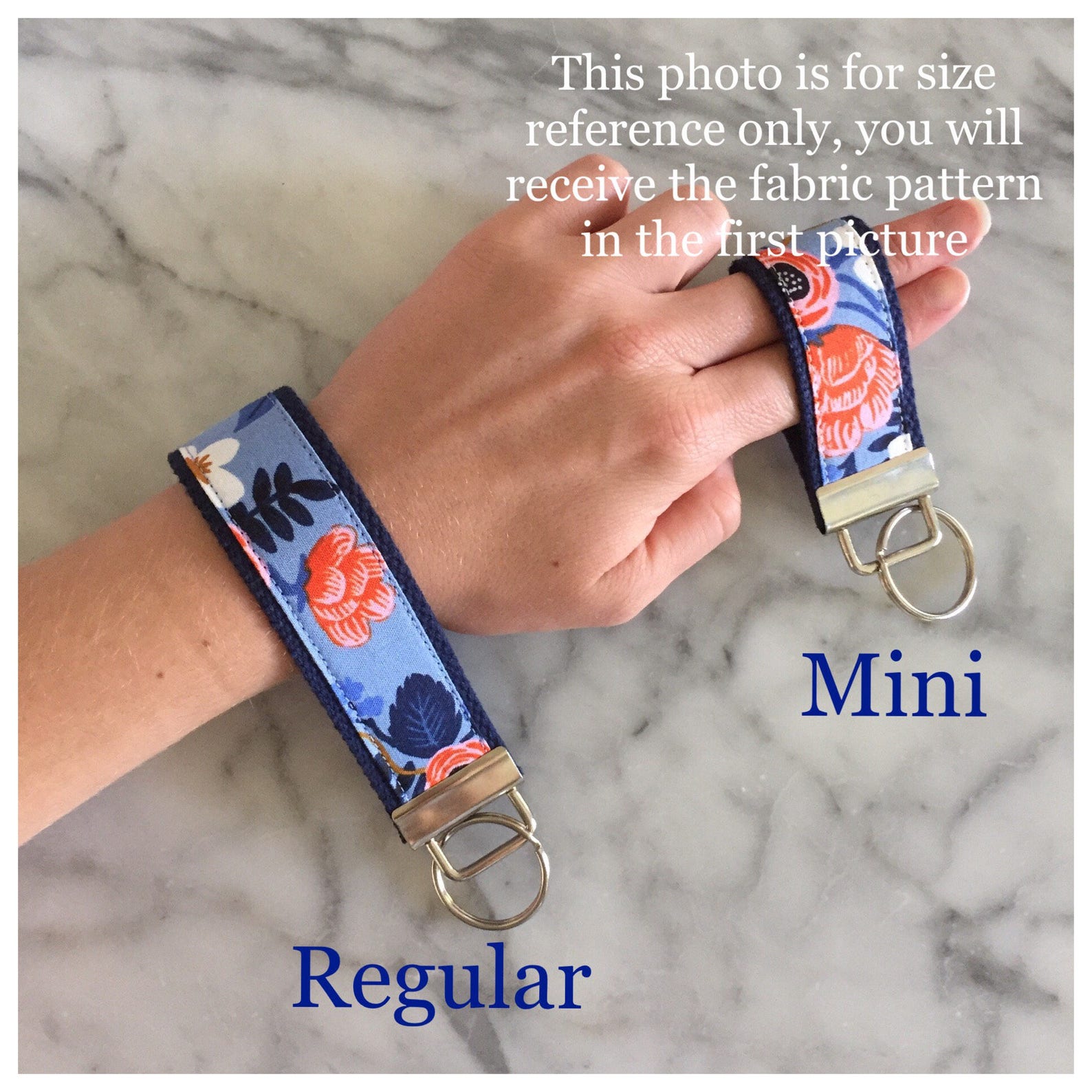 Blue Rose Print Floral Key Fob- Fabric Key Fob- Navy Key Fob- Blue ...