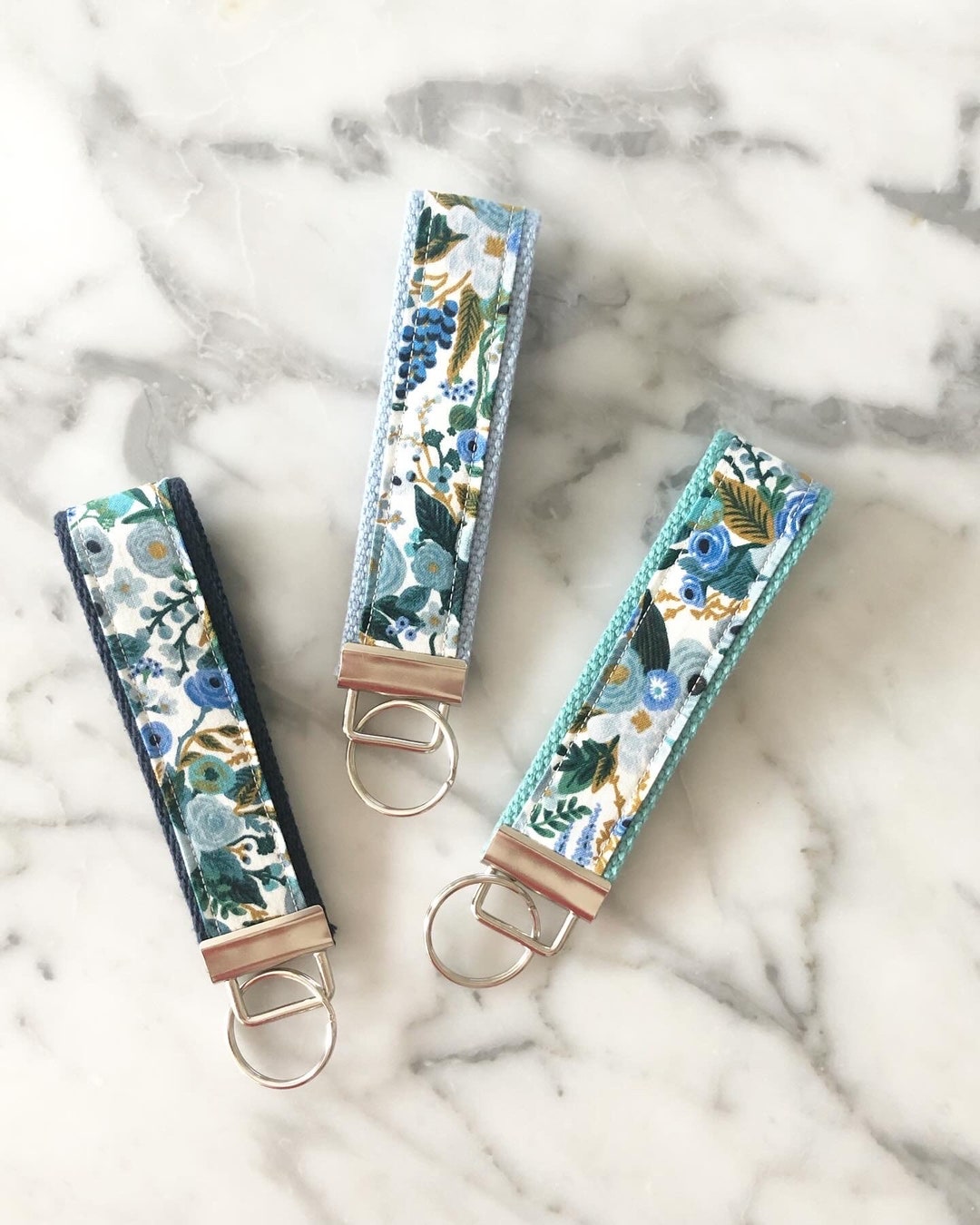 Rifle Paper Co Blue Petite Garden Party Floral Key Fob- Rifle Paper Co ...