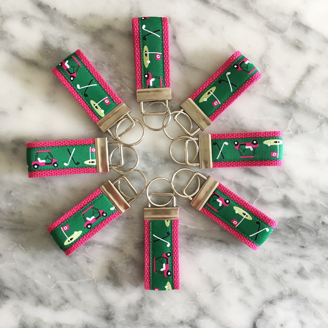 Preppy Pink and Green Golf Cart Key Fob - Etsy