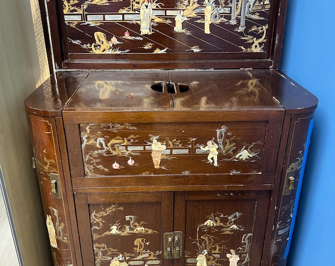 Vintage Asian Buffet Server Cabinet James Mont Style Sanford Furniture ...