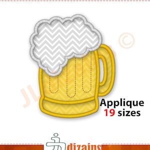 Beer Mug Applique Embroidery Design. Beer Mug Embroidery Design. Beer ...