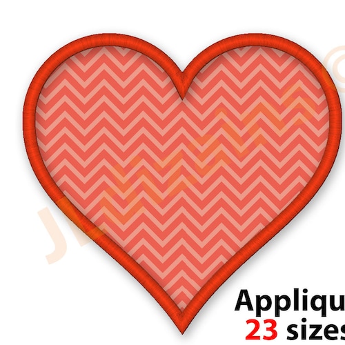 Heart Applique Embroidery Design. Heart Machine Embroidery - Etsy