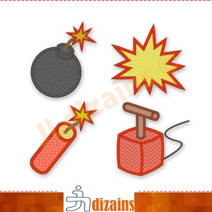 Explosives Applique Design Set. Bomb Applique. Dynamite Applique. Boom ...