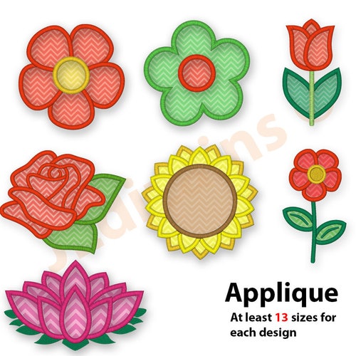 Flower Applique Embroidery Design SET. Embroidery Designs - Etsy
