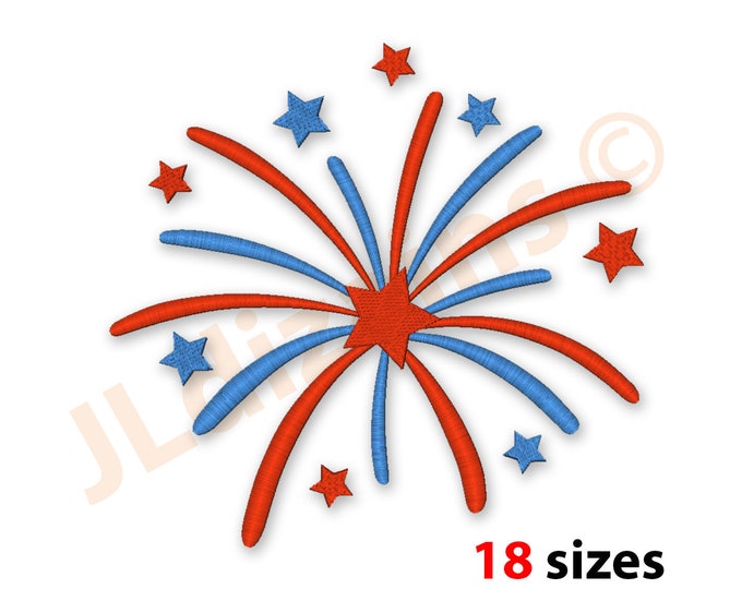 Fireworks Embroidery Design. 4 July Embroidery Design. - Etsy