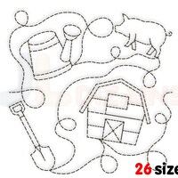 Farm Animals Quilting Embroidery Design: Horse, Pig, Chicken (digital ...