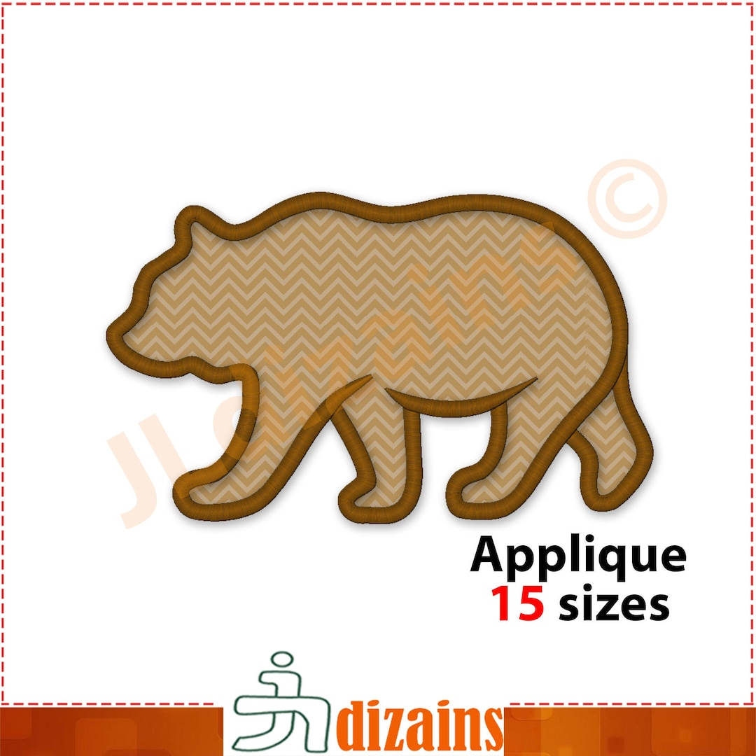 Bear Applique Embroidery Design. Bear Applique Design. Bear Embroidery ...
