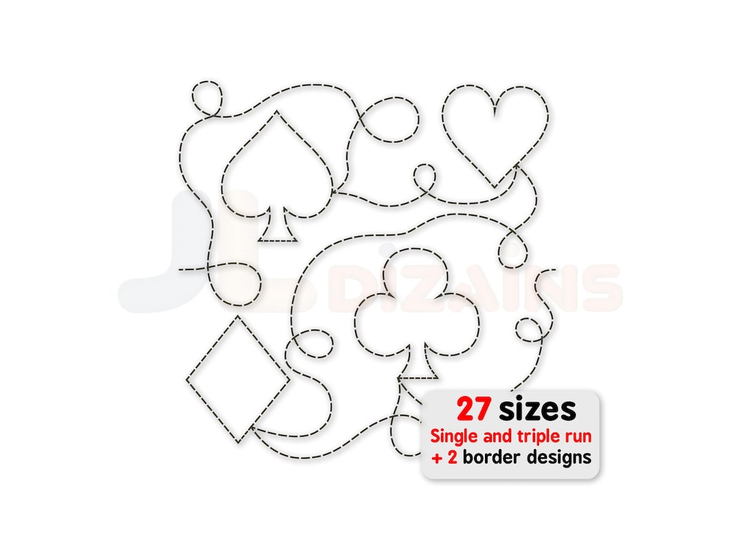 Card Suits Quilting Embroidery Design. Card Suits Quilt Block ...