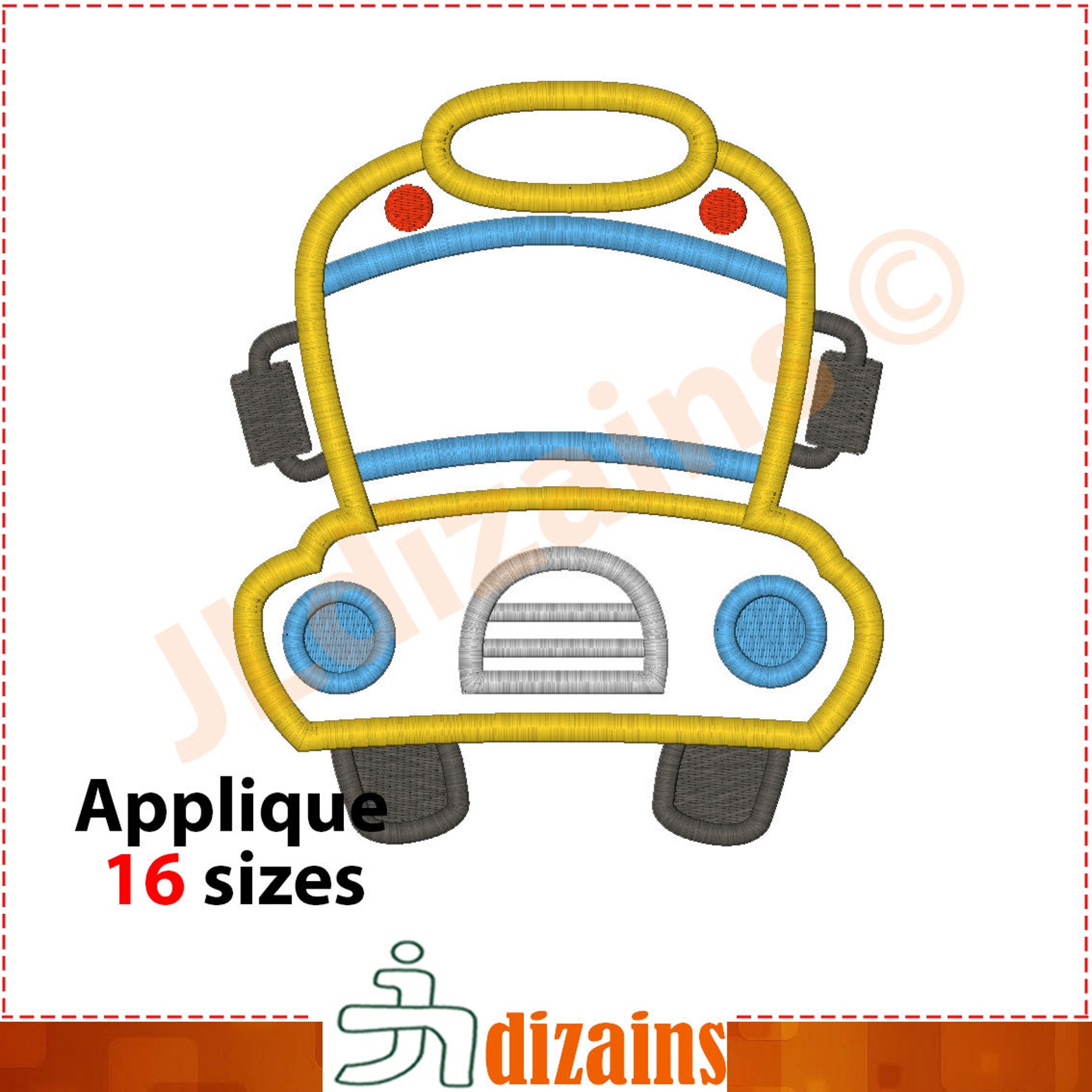 School Bus Applique Design. School Bus Embroidery Design. Kids - Etsy