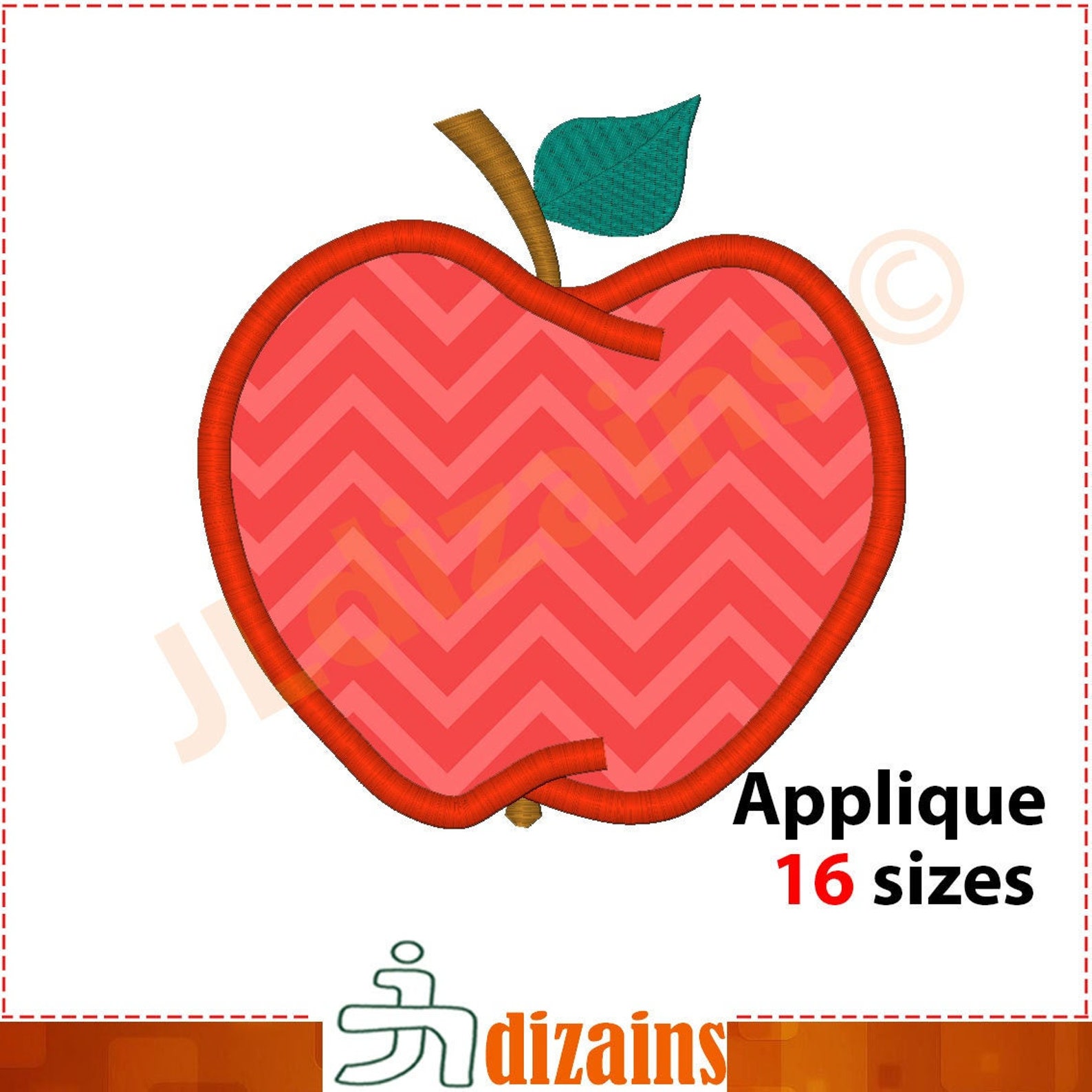 Apple Applique Design. Apple Embroidery Design. Embroidery Designs ...