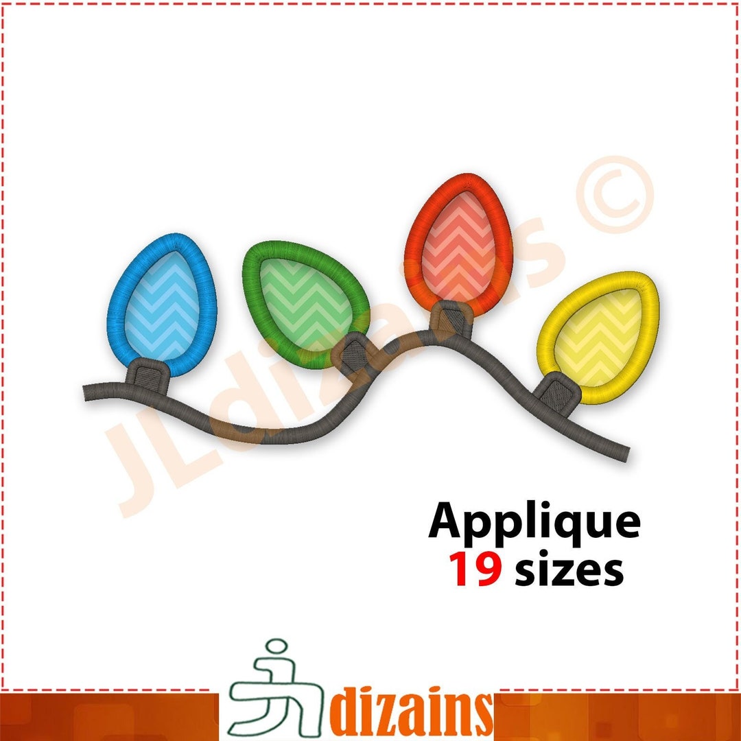 Christmas Lights Applique Embroidery Design. Fairy Lights Embroidery ...