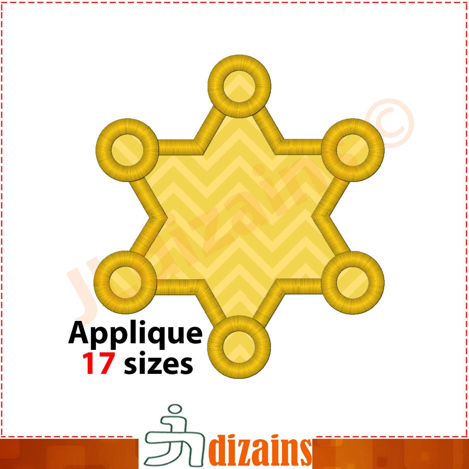 Sheriff Badge Embroidery Design - Sheriff Star Applique Machine ...
