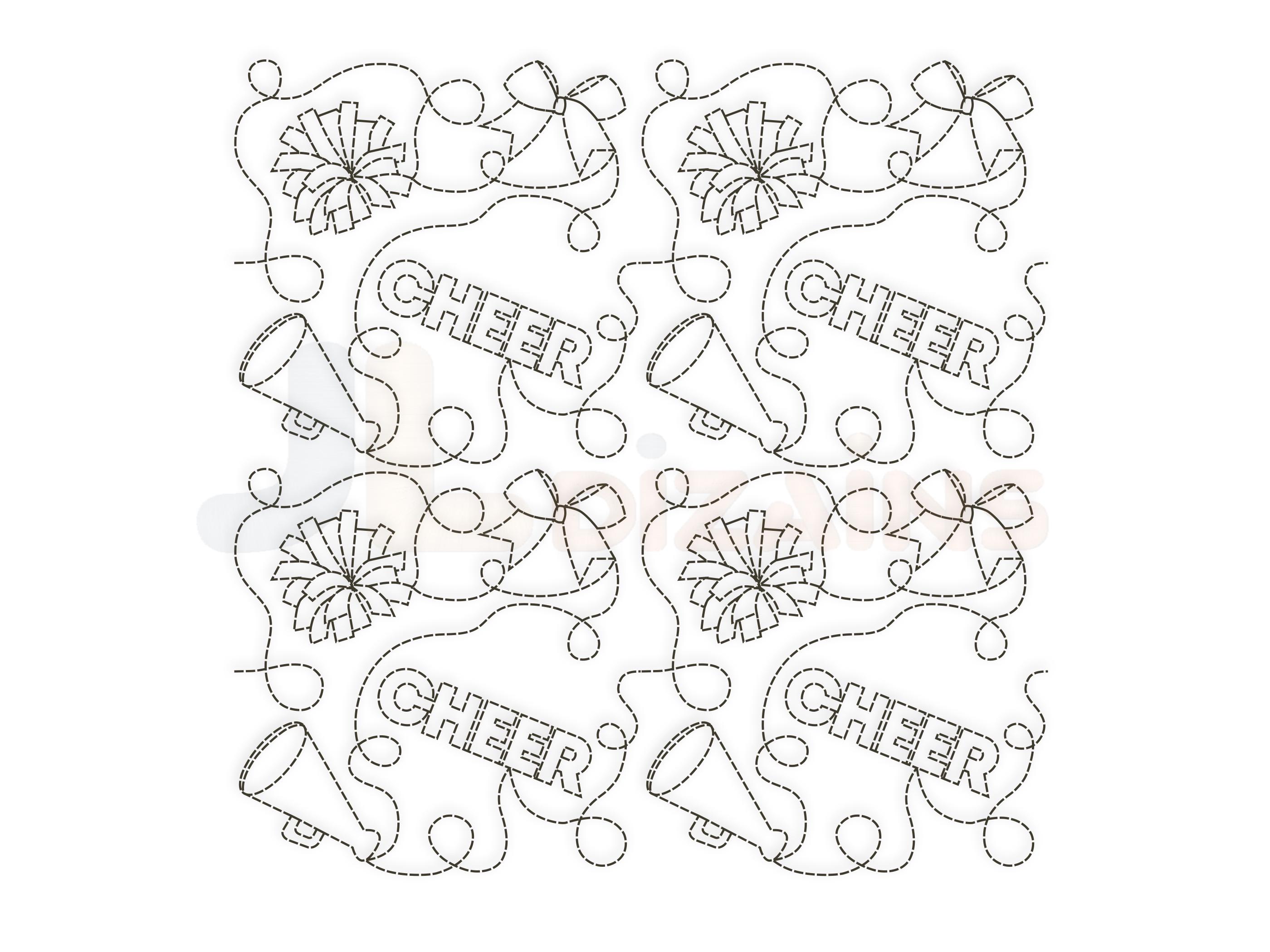 Cheerleading Quilting Embroidery Design. Cheer Quilt Block Edge to Edge ...